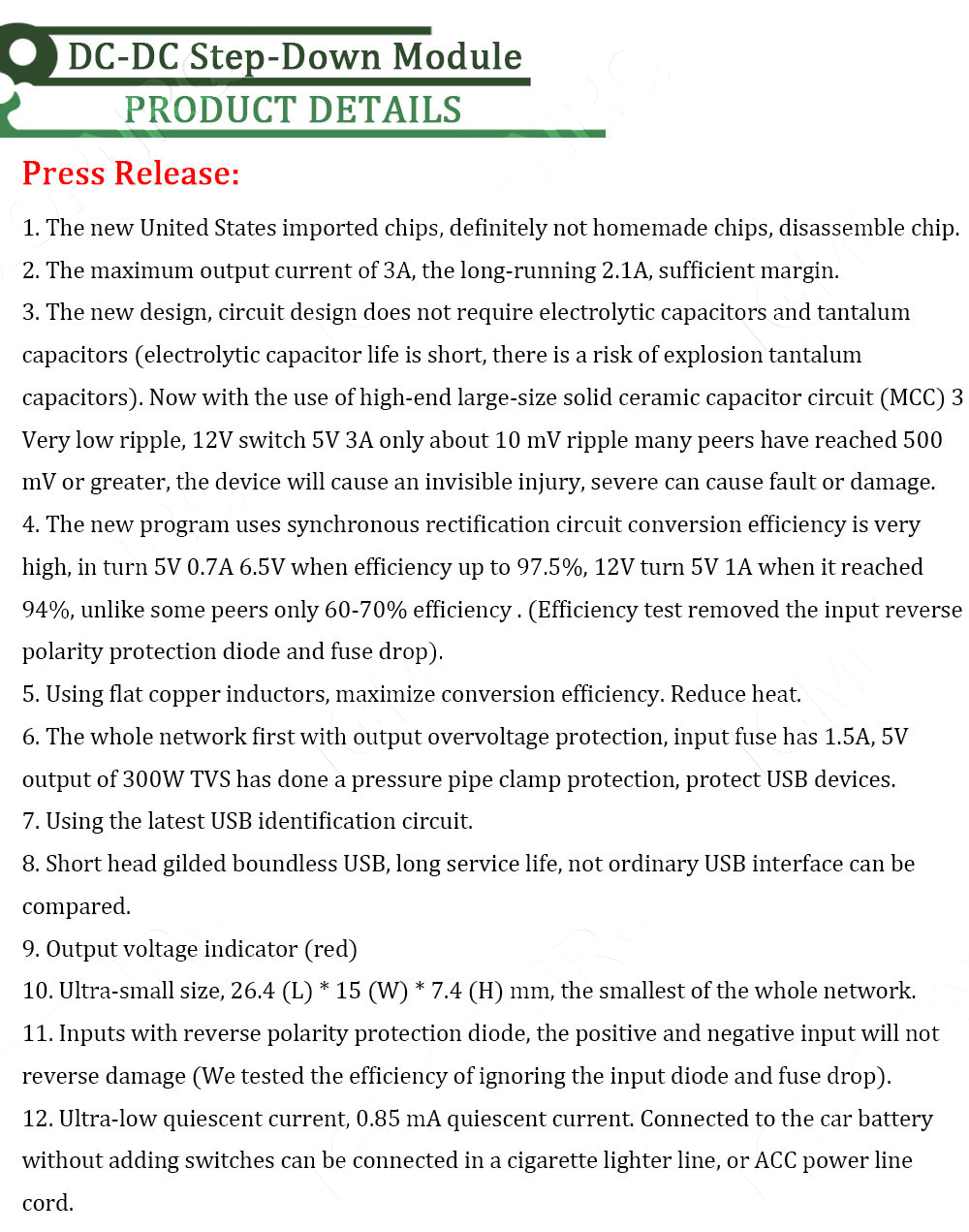 DC Buck Step Down Converter 12v 5v Power Module 12V/24V to 5V 3A CAR ...